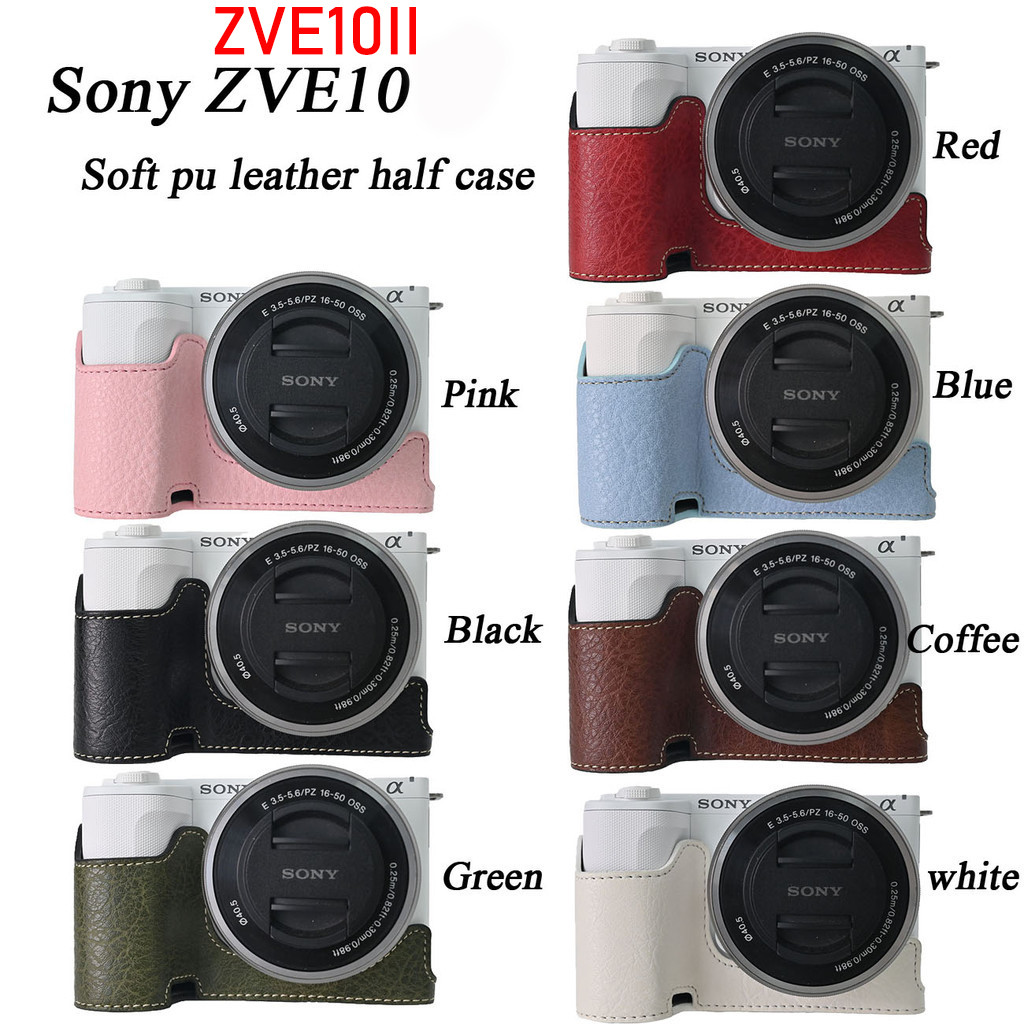 Zve10 ZVE10M2 ปลอกหนัง PU ZVE10 II กล้องครึ่งฝาครอบพร้อมสายรัดสําหรับ ...