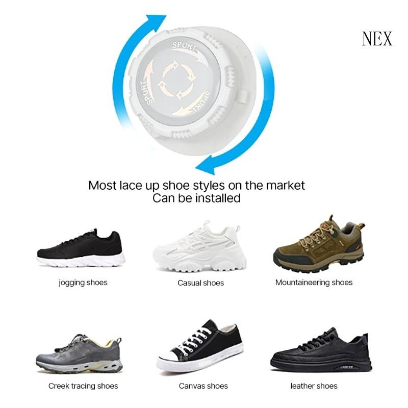 Nex Quick Lock Shoestrings ลวดเหล็กหมุนเชือกหัวเข็มขัดอัตโนมัติพร้อม ...