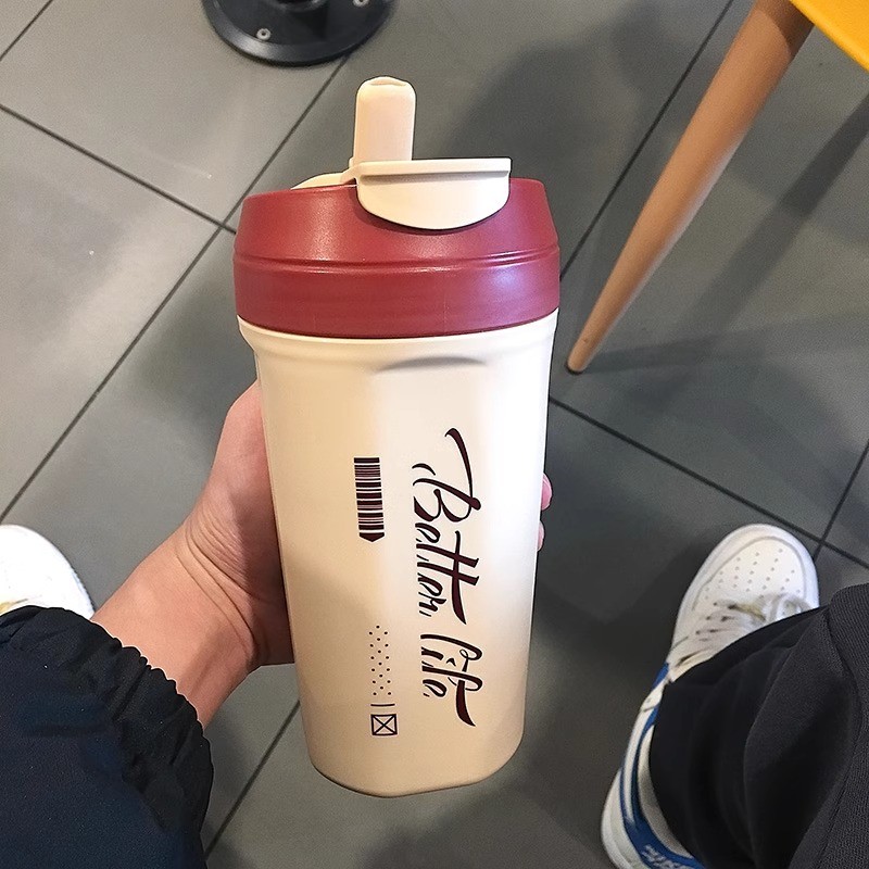 กระติกเก็บอุณหภูมิสแตนเลส 520ml/620ml ดีไซน์สวยหลอดดูดกันรั่ว+หูหิ้วพกพา เก็บร้อน-เย็น24ชม. ...