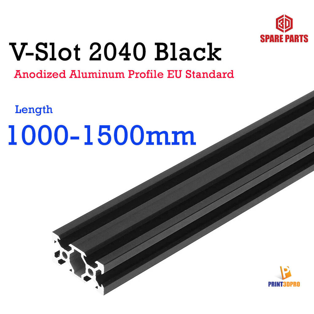 V-slot 2040 Black Aluminum Profile EU Standard 200-1500mm (Set2 1000 ...