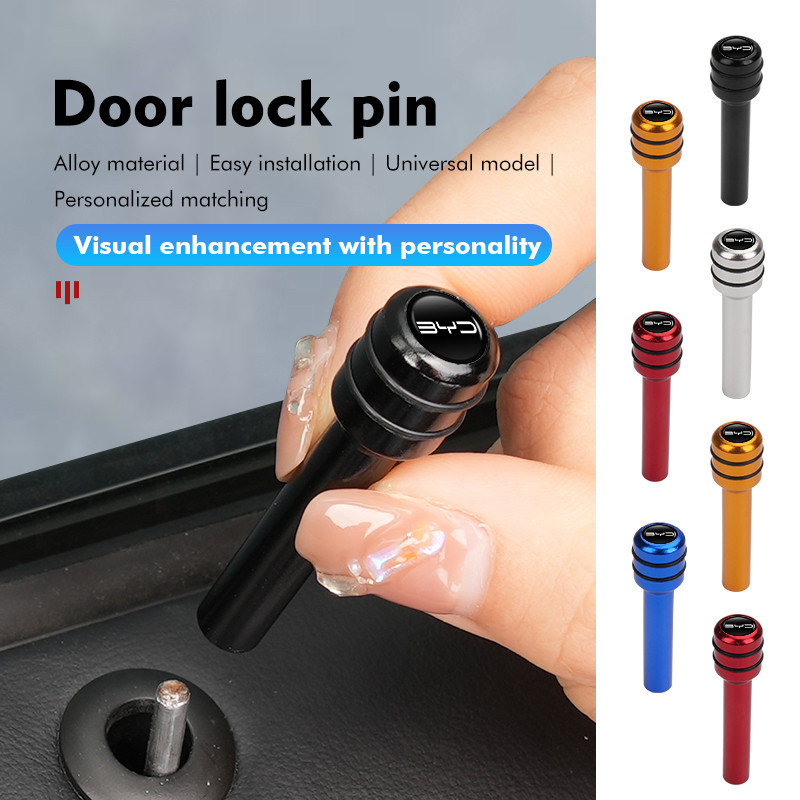 รถประตูล ็ อค Pin ฝาครอบโลหะผสม Auto ภายในประตูสลัก Bolts Lift Knob Pins สําหรับ BYD F3 E2 D1 E9 ...