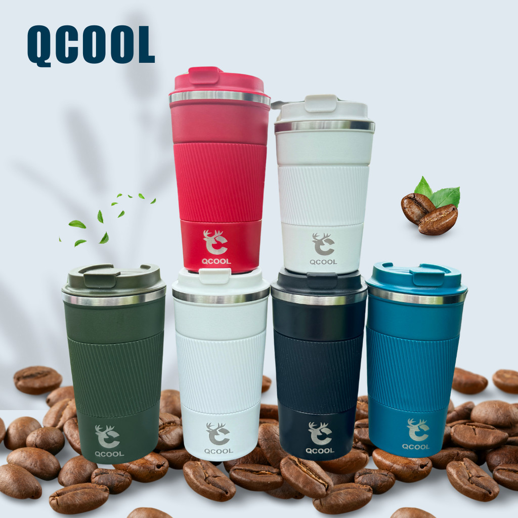 QCOOL แก้วกาแฟ 510ML 380ML แก้วเก็บความร้อน สแตนเลส 304 ไม่มีไอน้ำรอบแก้ว | Shopee Thailand