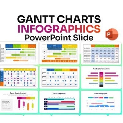 [พร้อมส่ง] Gantt Charts PowerPoint Infographics Presentation Template ...