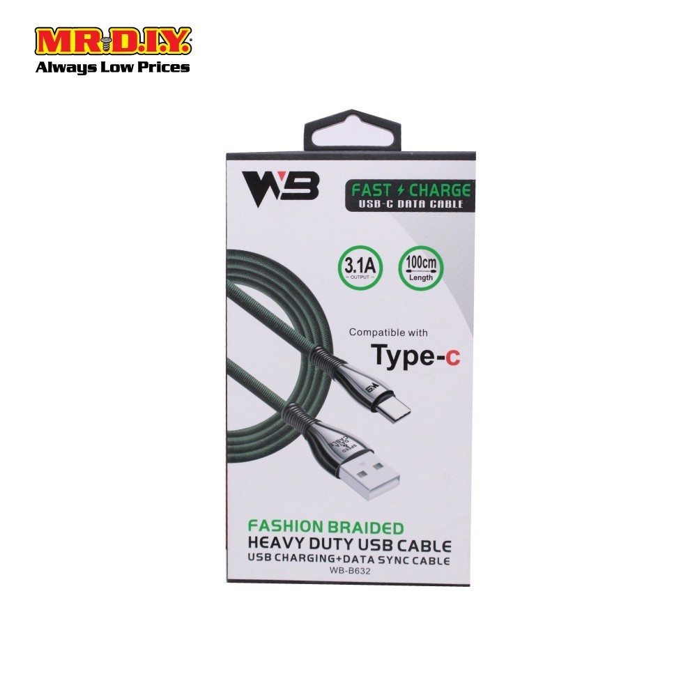 WB สายชาร์จเเละเชื่อมต่อข้อมูล USB to Type C ชาร์จเร็ว รุ่น WB-B632 ยาว ...