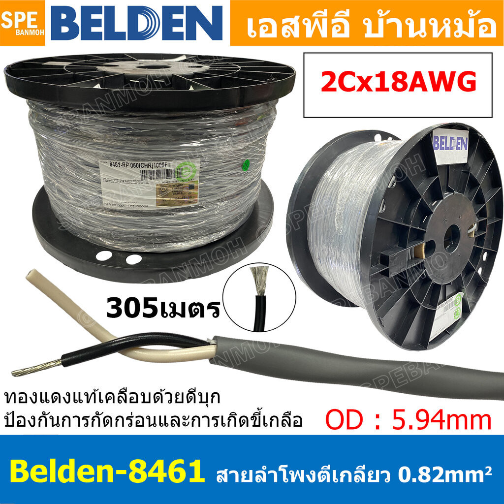 [ 305เมตร ] Belden 8461 สายลำโพงตีเกลียว 2CX18AWG 0.82 mm² Speaker ...