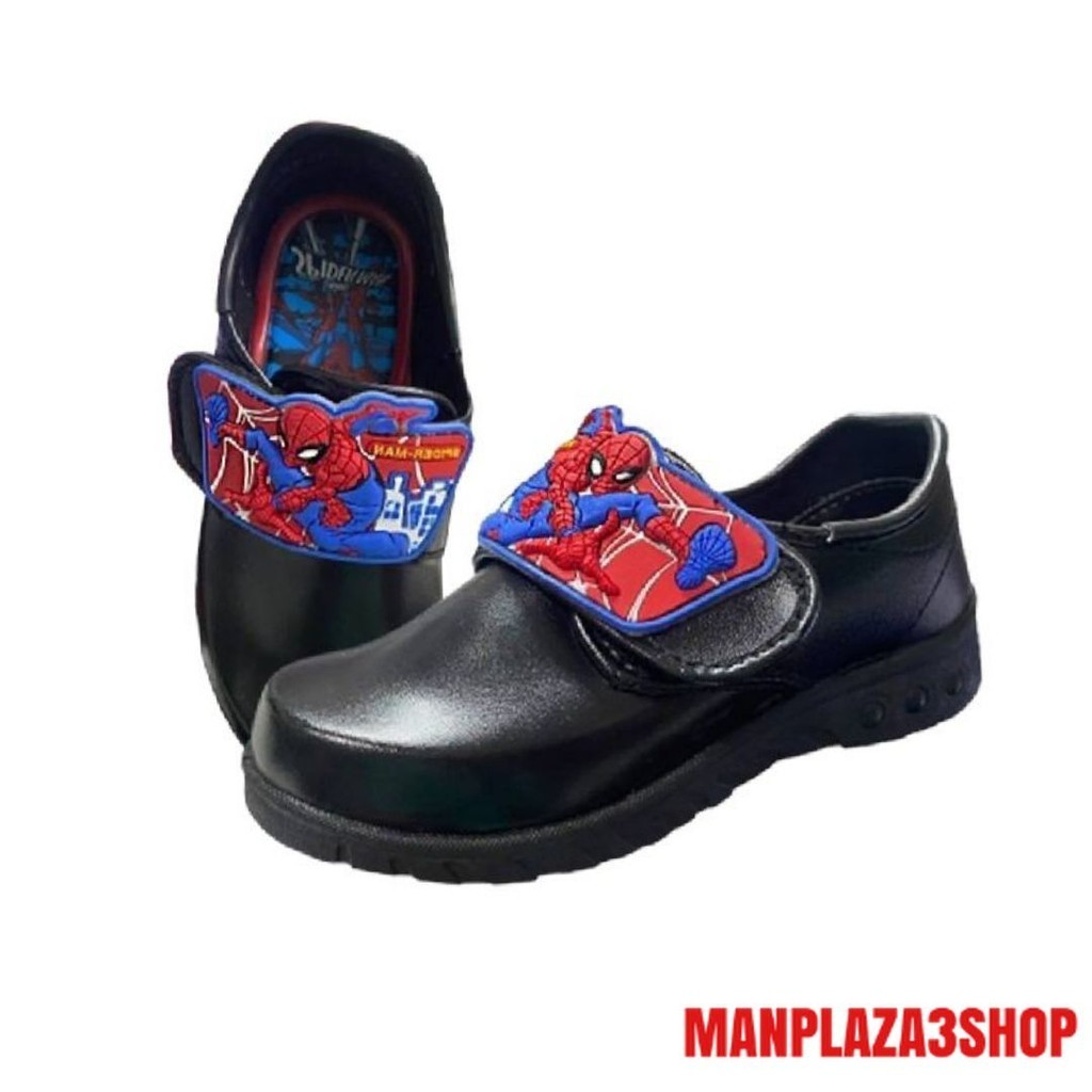 รองเท้านักเรียน รองเท้าชายหนังสีดำ ลายสไปเดอร์ (มีไฟ) Gerry gang รุ่น ...