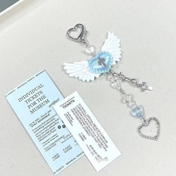Steve Y2K Blue Heart Angel Wings อัลบั้มภาพตกแต่งพวงกุญแจโซ่โทรศัพท์ ...
