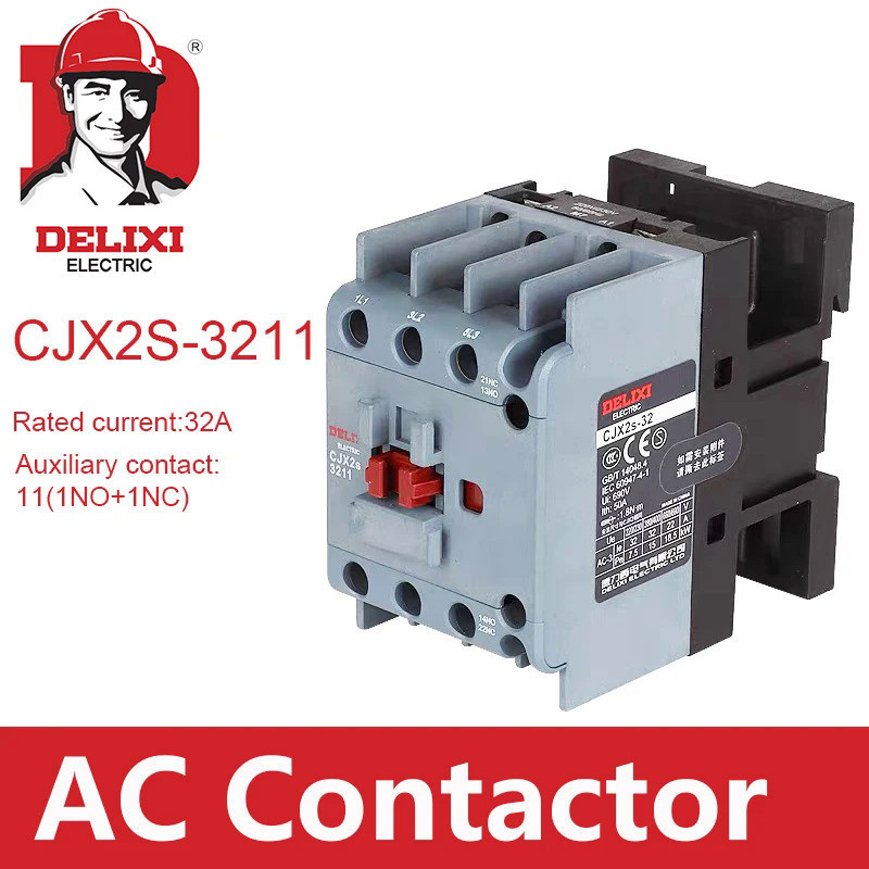 Cjx2s-3211 คอนแทคเตอร์ AC DELIXI 32A 3 เสา NO NC คอยล์แรงดันไฟฟ้า 24V 36V 110V 220V 380V 50Hz ...