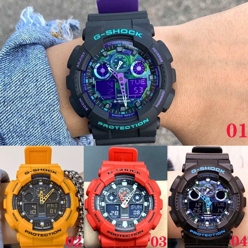 นาฬิกาข้อมือ Casio G-SHOCK GA100 series GA-100-1A1 1A2 Blue 1A4 red 1A9 ...