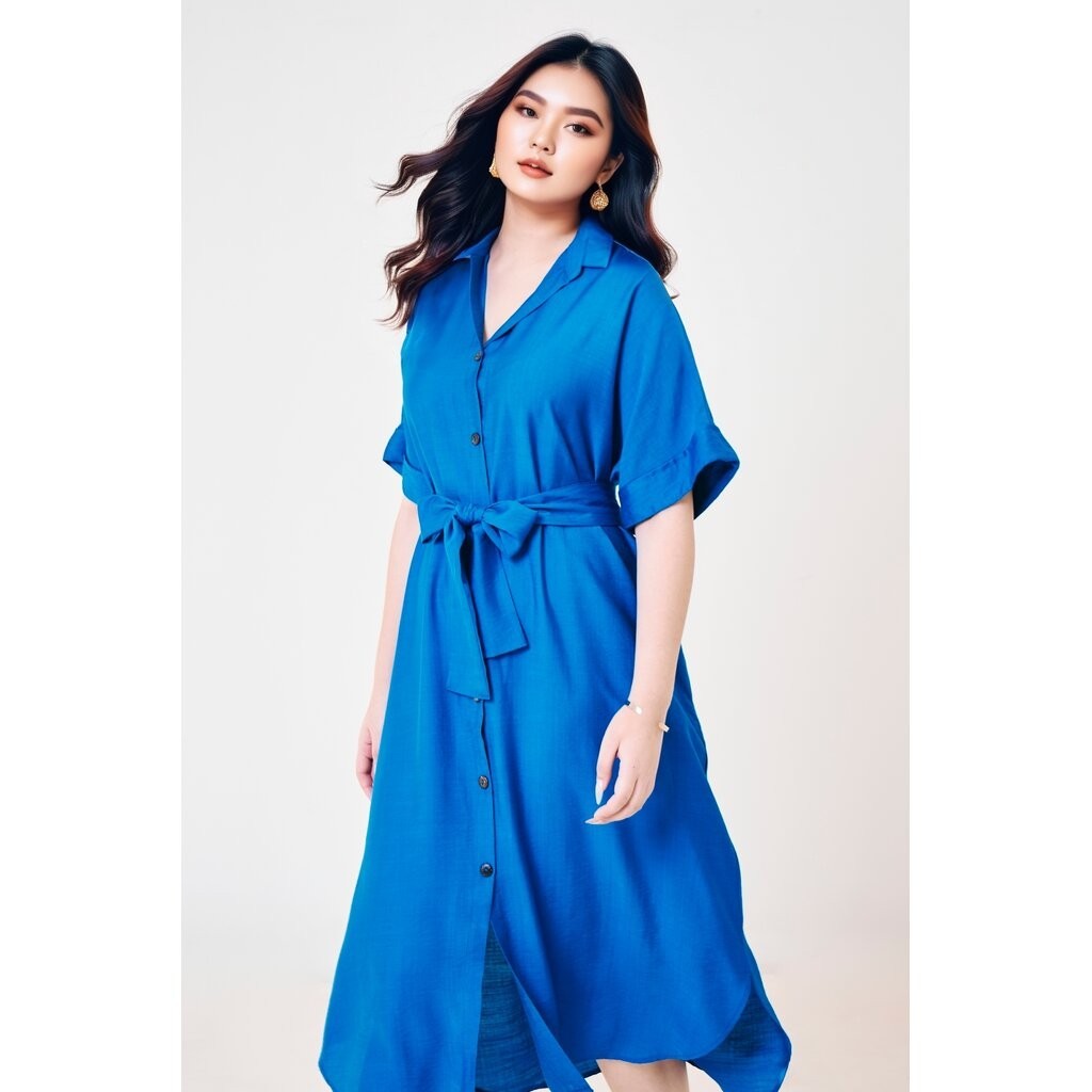 AL1002 Basic Dress Shirt เดรสเชิ้ตยาวทรงA สาวอวบ Plus size Anna Lynn ...