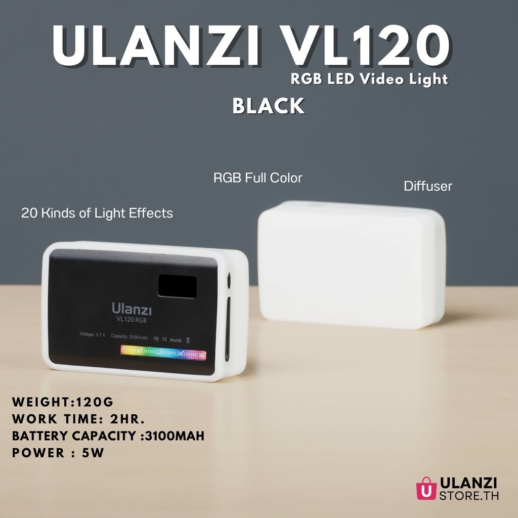 Ulanzi VL120 RGB LED Video Light ไฟ LED ขนาดพกพาง่าย สีดำและสีขาว กำลัง ...