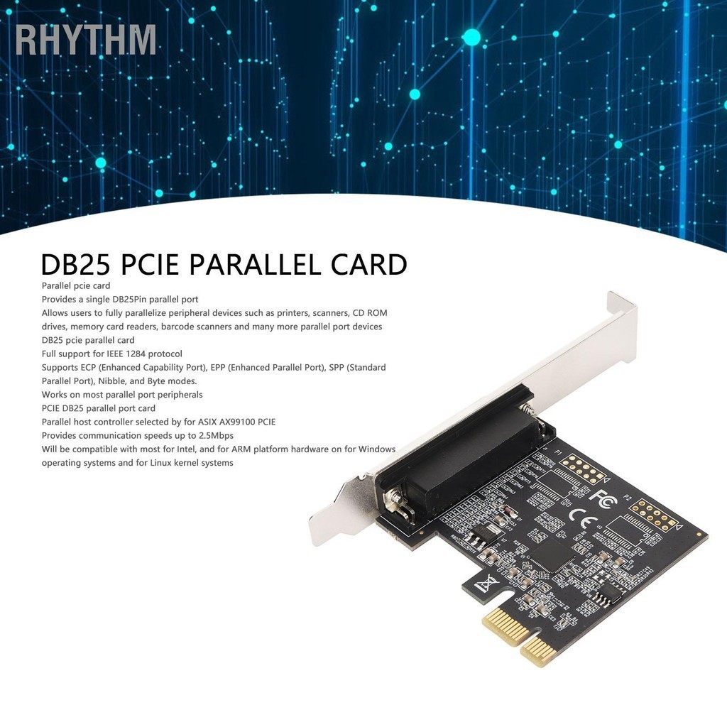 Rhythm 1 พอร์ต PCI Express การ์ดขนาน IEEE 1284 DB25 PCIE ECP โหมด ...