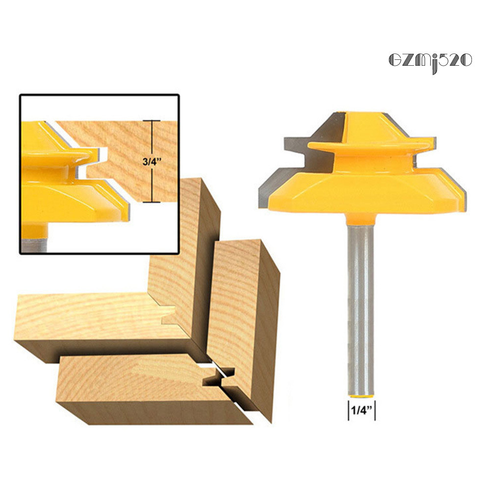 [GZMJ] 45 องศาล็อค Miter Router Bit งานไม้ Tenon Milling Cutter อุปกรณ์ ...