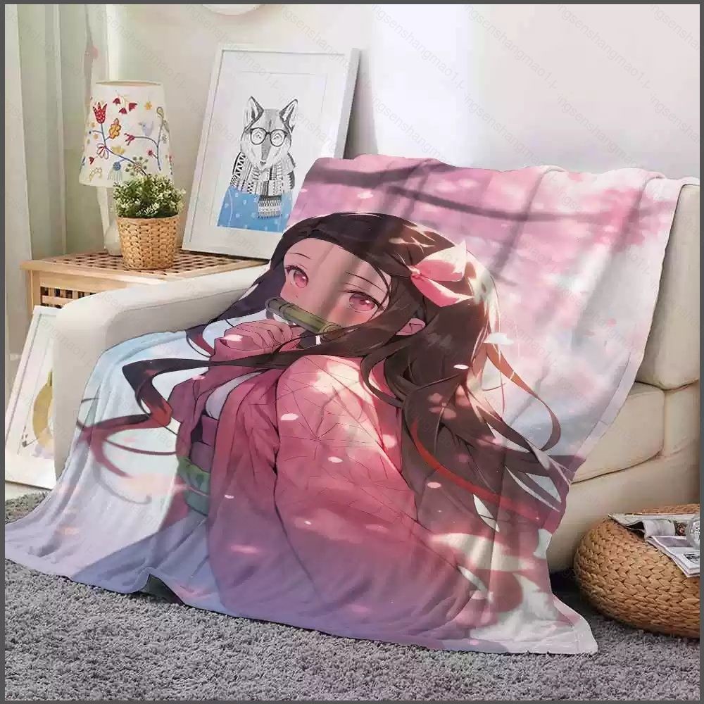 Flip Demon Slayer Kamado Nezuko อะนิเมะผ้าห่มโซฟาหอพักนักเรียน Napping ...