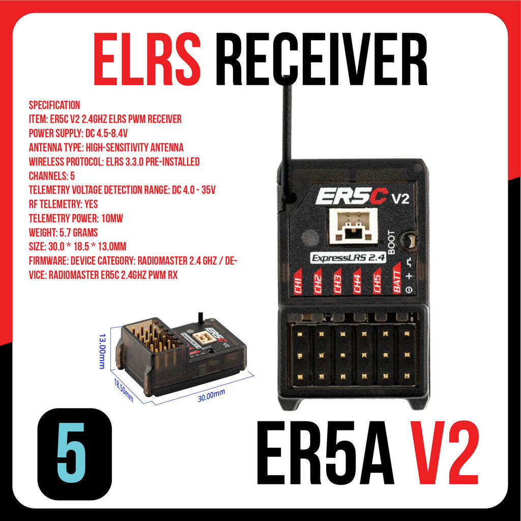 RadioMaster ELRS ExpressLRS 2.4G RP1 RP2 RP3 ER5A ER5C TX RX PWM ...
