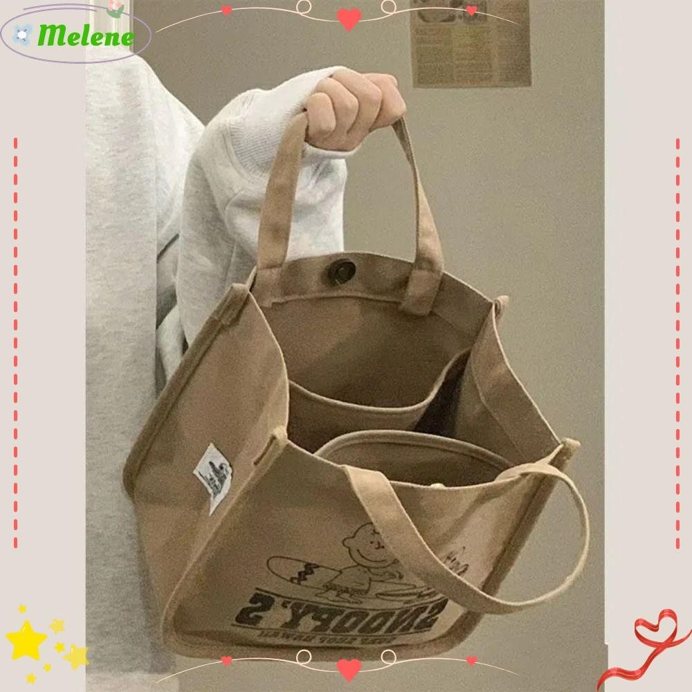 Melene กระเป๋าผ้าแคนวาส พิมพ์ลายการ์ตูนน่ารัก แบบถือ สําหรับเดินทาง ...