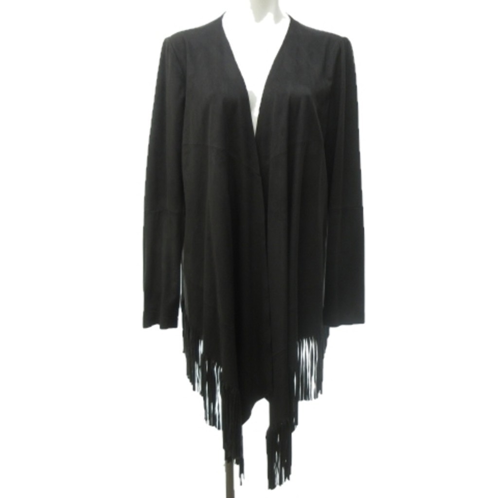 Zara Basic Beautiful Fringe Collarless Jacket Faux Suede L Direct from ...