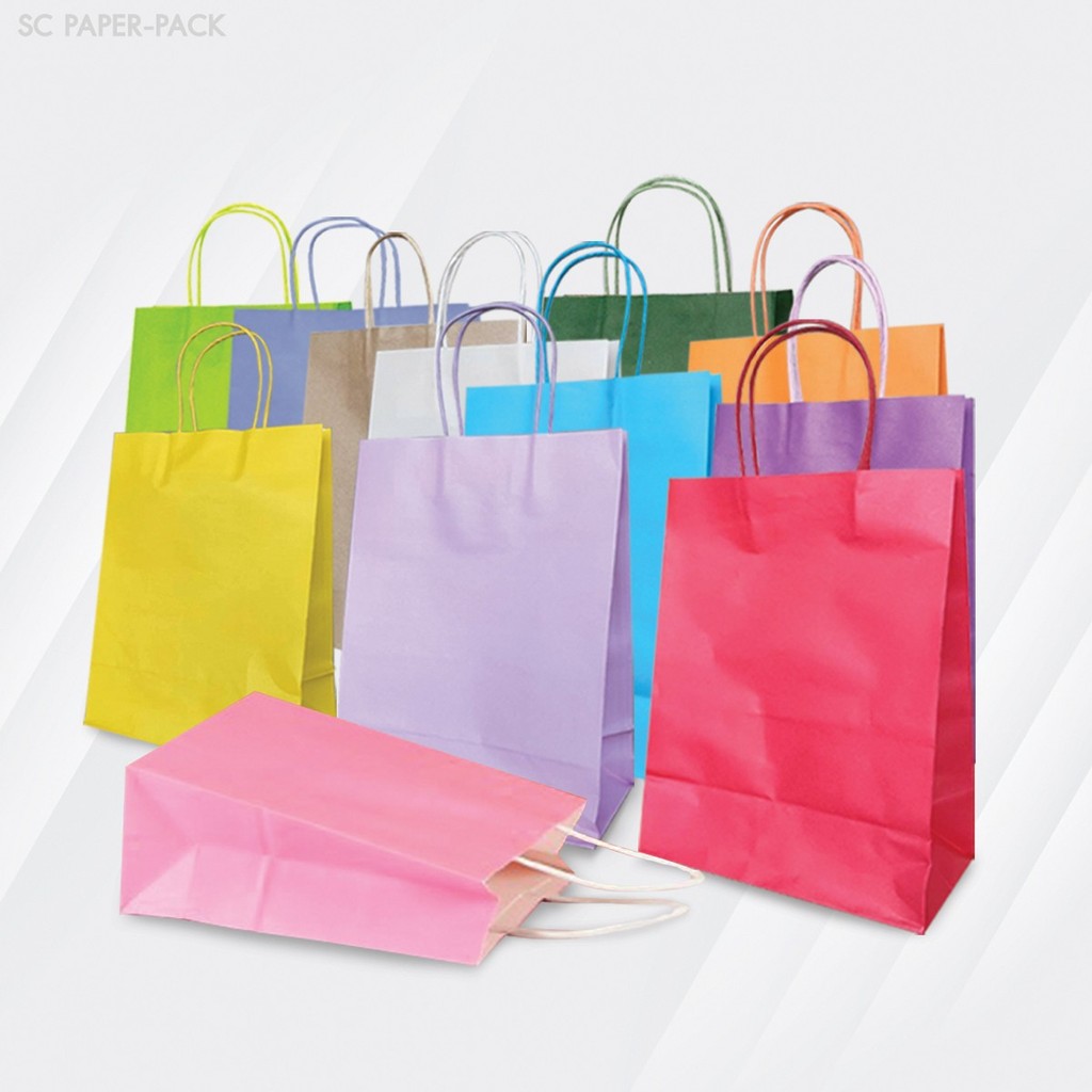 SC Paper-Pack ถุงกระดาษสี ถุงกระดาษคราฟท์ (แพ็ค 12 ใบ) | Shopee Thailand