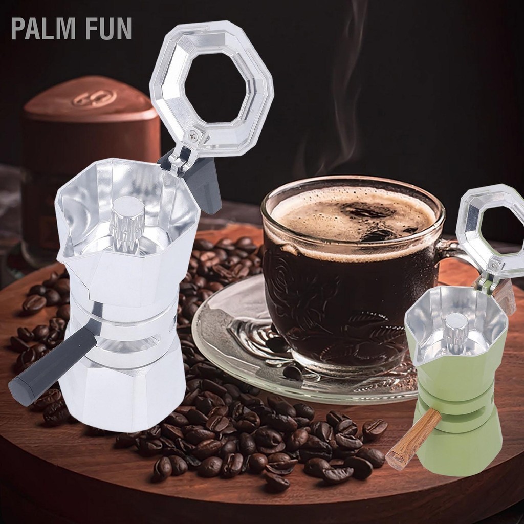 Palm Fun 120ml 2 ถ้วยวาล์วคู่ Moka Pot อลูมิเนียม เครื่องชงกาแฟสำหรับ Home Cafe | Shopee Thailand