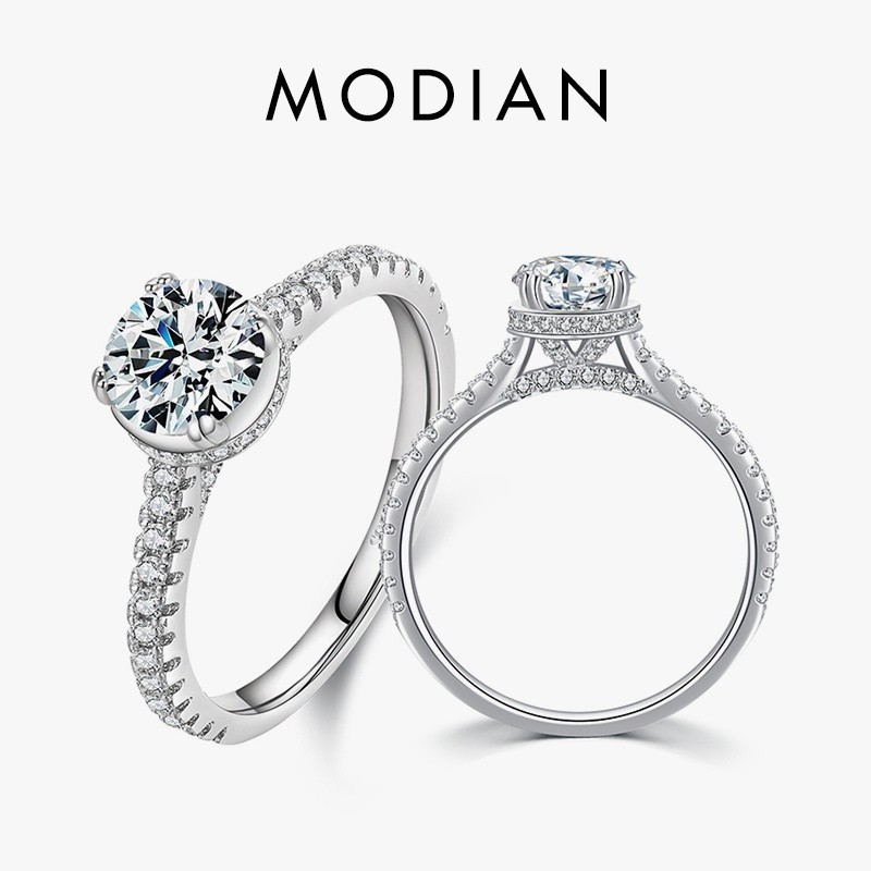 Modian 925 เงินสเตอร์ลิง 1ct เงา Moissanite คลาสสิกแหวนนิ้วมือสําหรับงานแต่งงานหมั้น ...