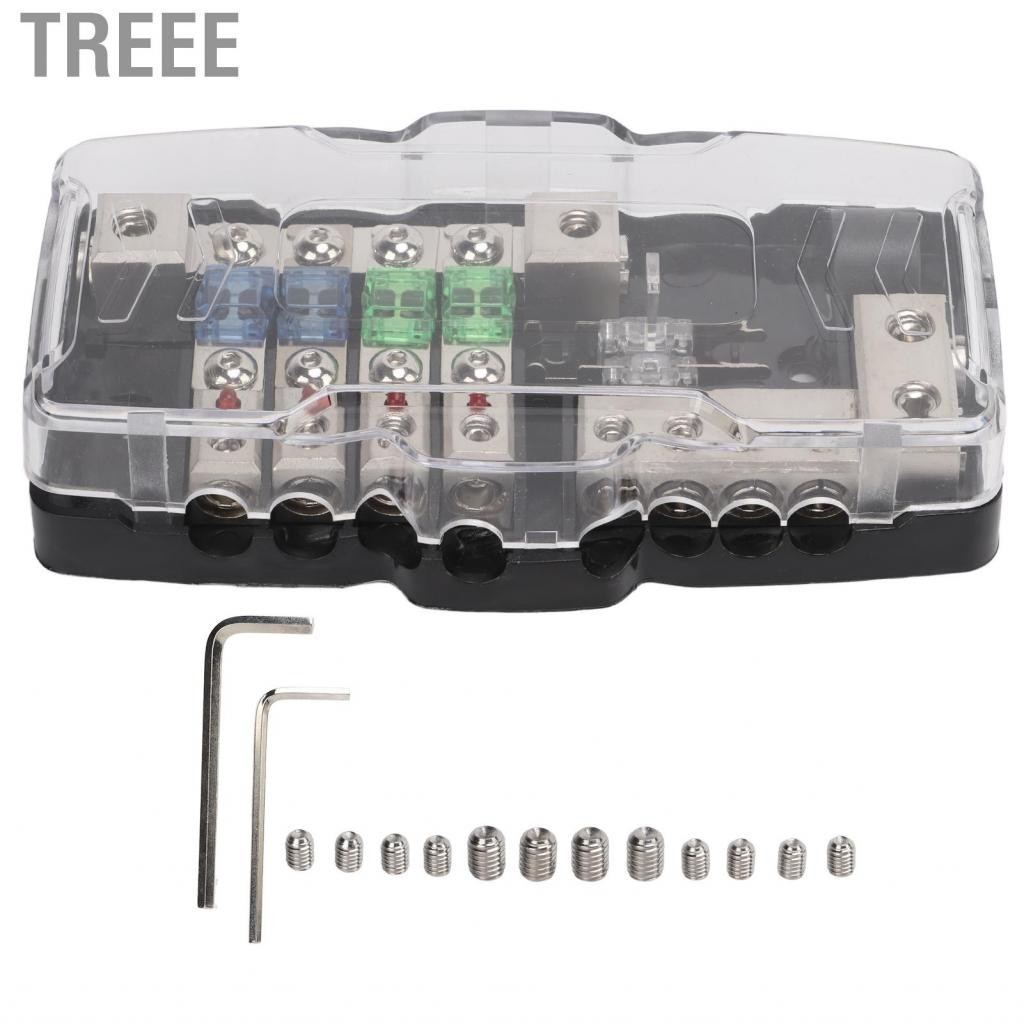 Treee Car Audio Fuse Block 4 Way Anti Aging Box with LED Indicator for ...