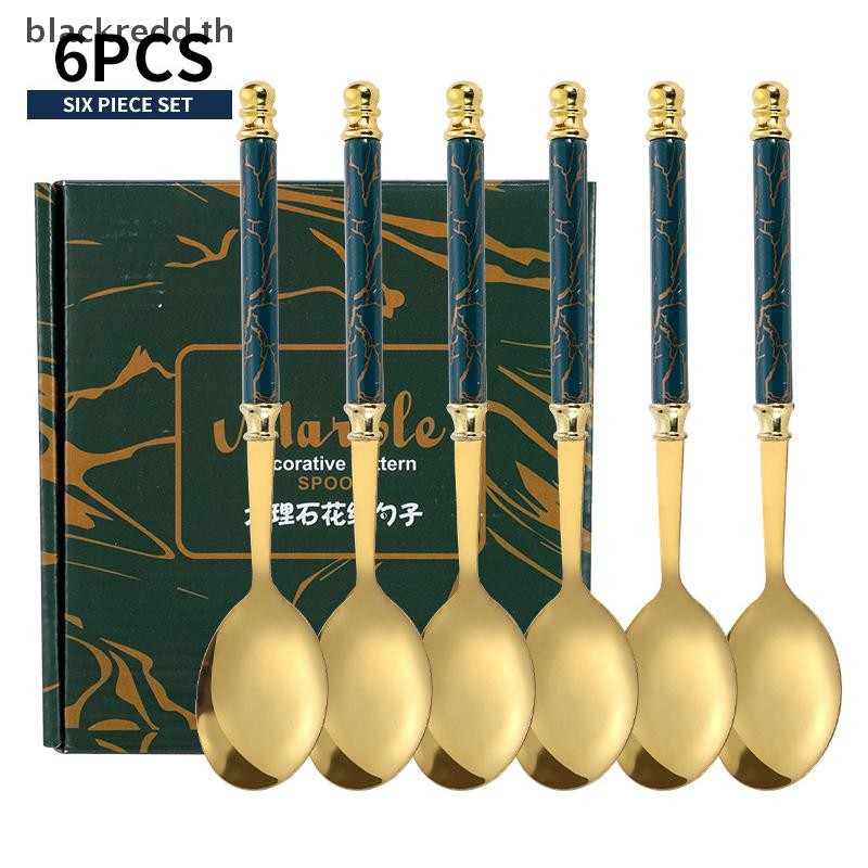 Bred 6 ชิ้น/เซ็ตช้อนกาแฟพร้อมกล่องของขวัญสแตนเลสช้อนผสมช้อนกาแฟ ...