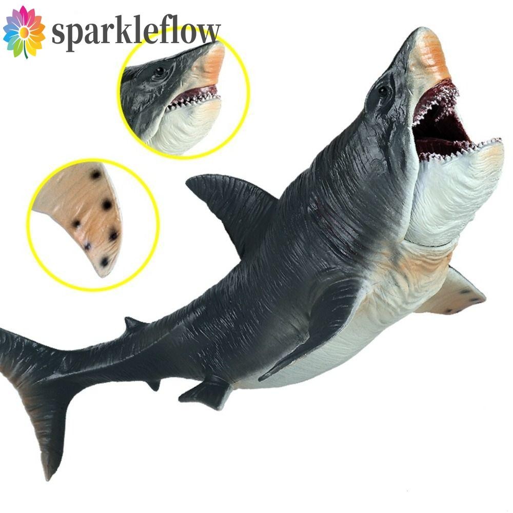 Sparkleflow Megalodon Action Figure, Marine Life Movable Jaw Ocean ...