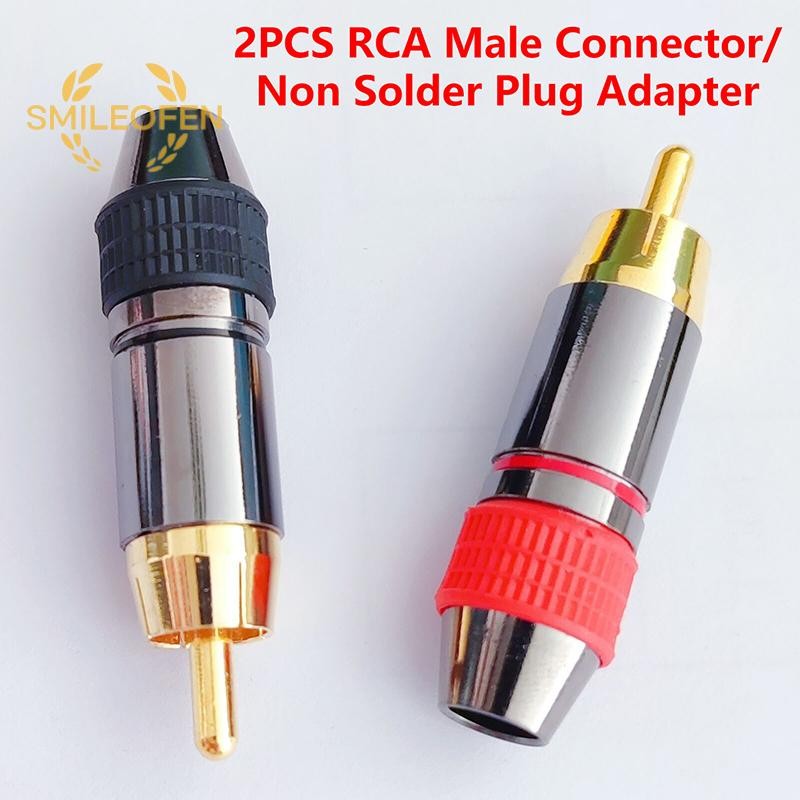 [Smileofen] 2 ชิ้น Rca Male Plug Connector Non Solder AV Audio Video Locking Cable Plug Adapter ...
