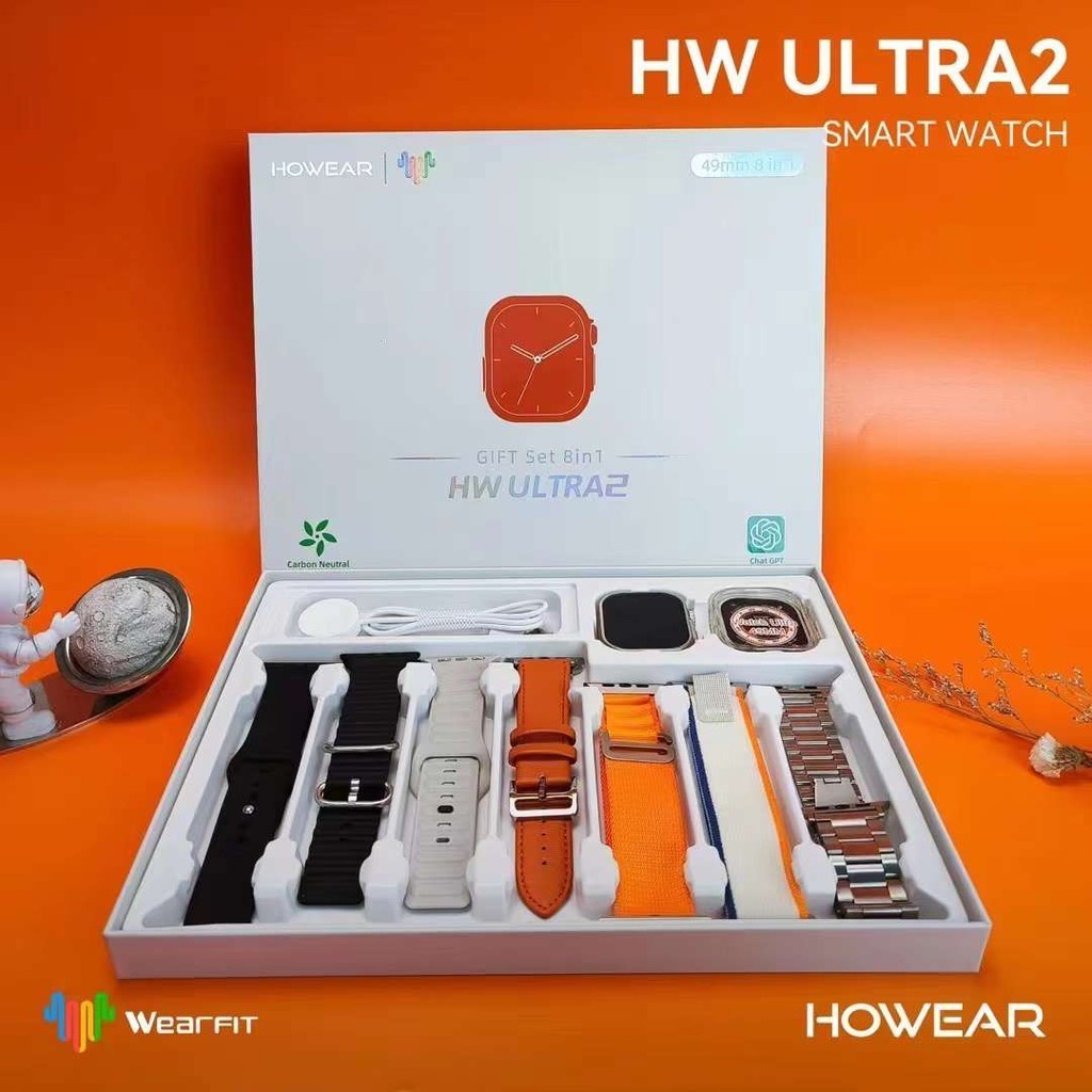 【8+1】ใหม่ สมาร์ทวอทช์ 8in1 HW ULTRA2 2.01 นิ้ว CHAT GPT2.0 NFC AI พร้อมสาย 7 สาย และเคสป้องกัน ...