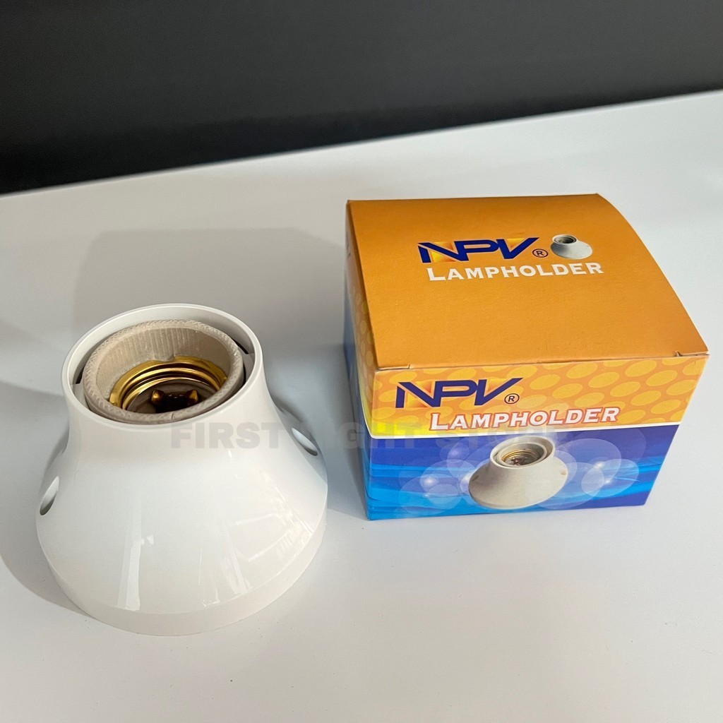 NPV NLH-103ขั้วแป้น E27 ขั้วแป้นเพดาน ขั้วแป้นหลอดไฟ ขั้วเกลียว ขั้วหลอดไฟ สีขาว | Shopee Thailand