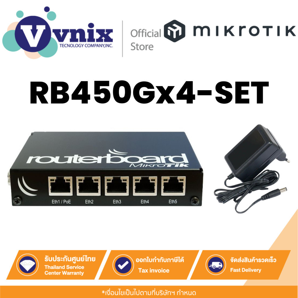 Mikrotik RB450Gx4-SET Router RB450Gx4 with Case + Adapter By Vnix Group ...