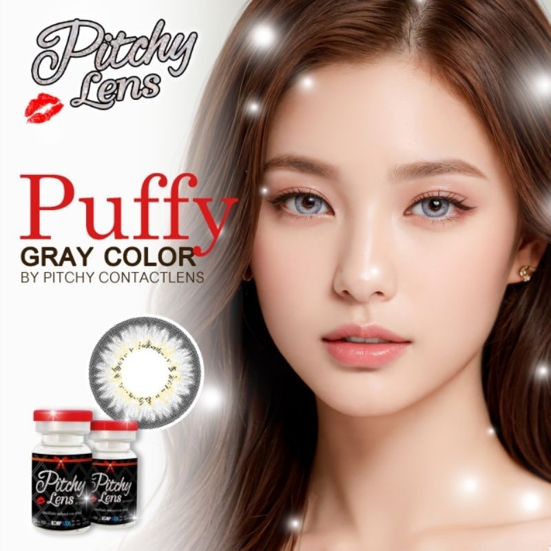 คอนแทคเลนส์ รุ่น Puffy สีเทา/ตาล Gray/Brown | Shopee Thailand