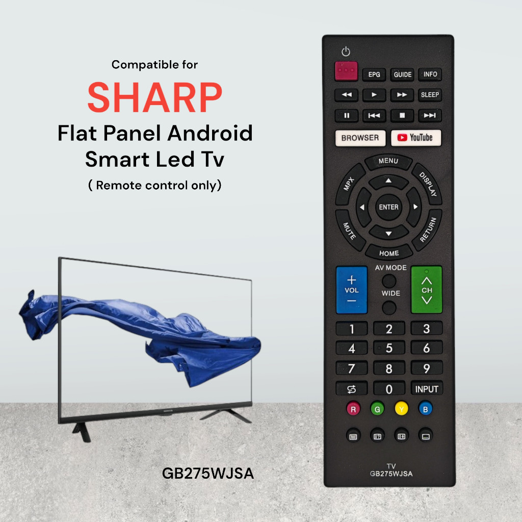 **คุณภาพสูง** เข้ากันได้กับ SHARP GB275WJSA สมาร์ทแผงแบน LED TV รีโมทคอนโทรล | Shopee Thailand