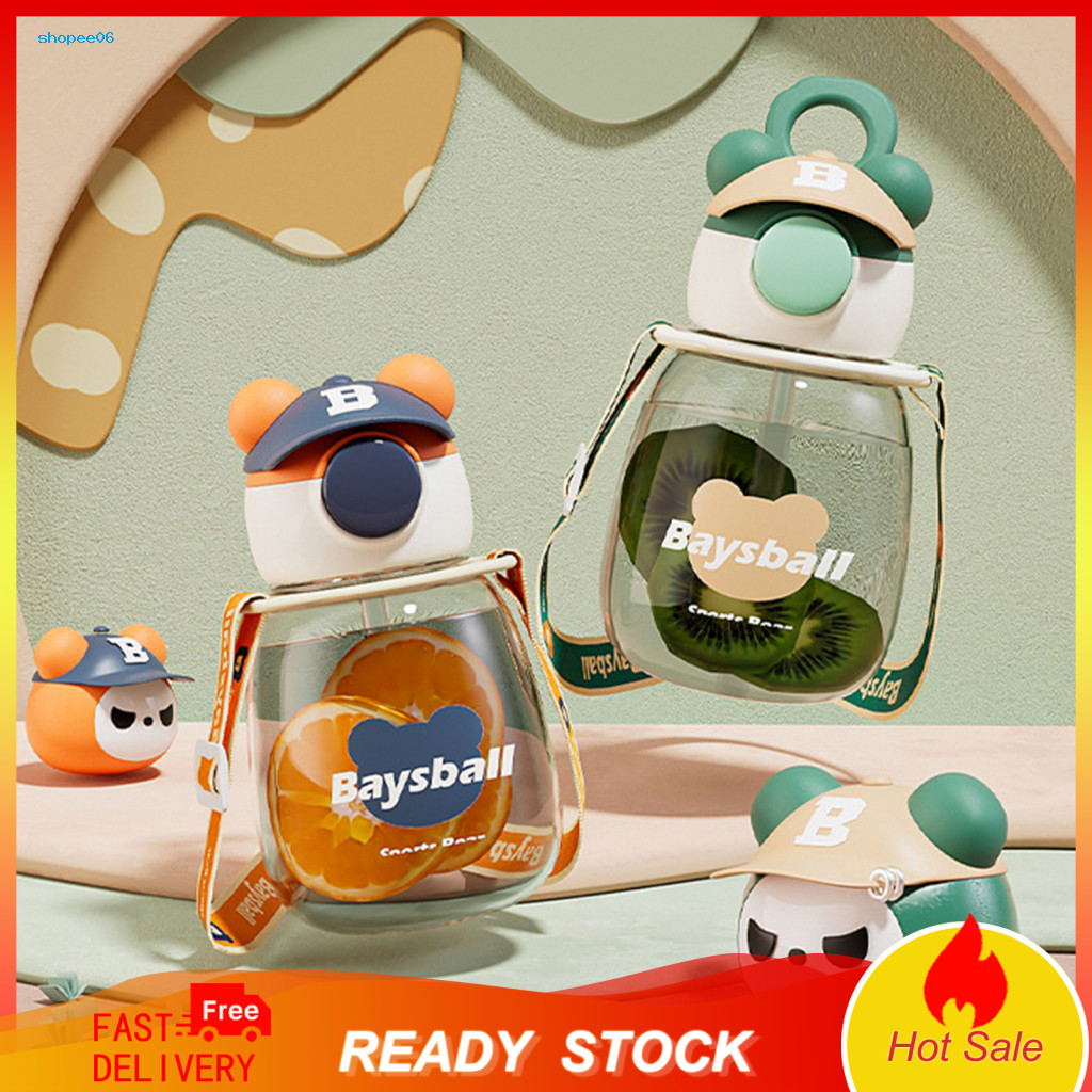 Setn ขวดน้ําดื่ม รูปการ์ตูนหมี กันรั่วซึม พร้อมหลอดดูด ความจุสูง 650 มล. สําหรับเด็กนักเรียน ...