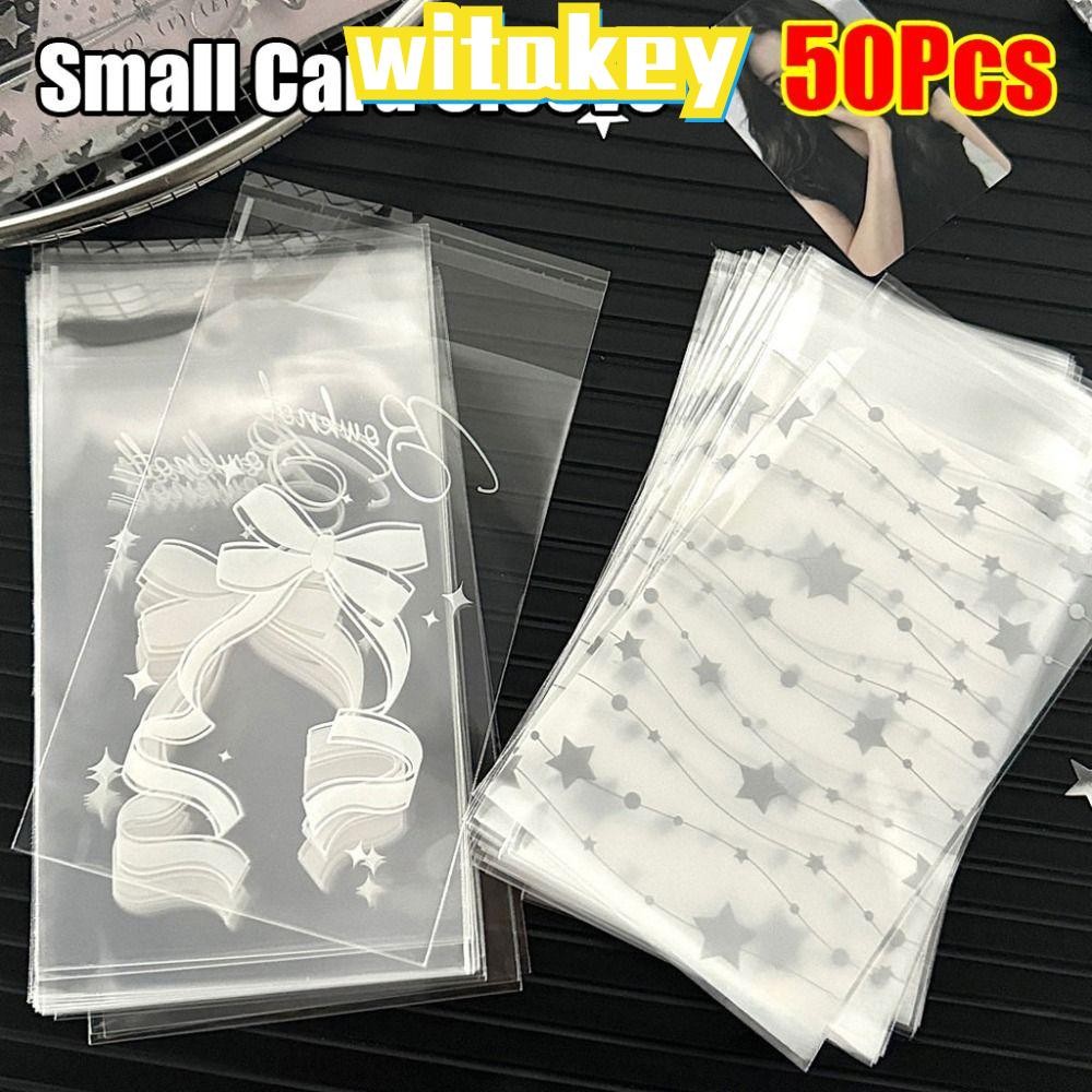 Witakey 50 ชิ้นการ์ด,โปร่งใส Star Bowknot พิมพ์ Photocard Holder,ทนทาน S/L Self กาวน่ารักถุงปิด ...