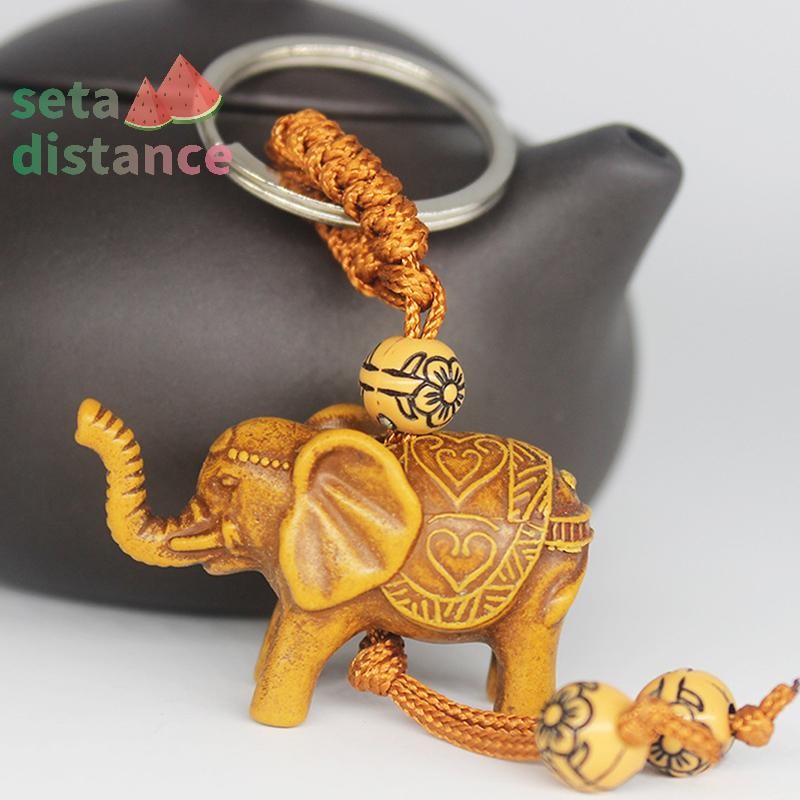[Setad] 3d แกะสลักช้างพวงกุญแจจี้ Lucky Animal Key Chain กระเป๋า Key ...