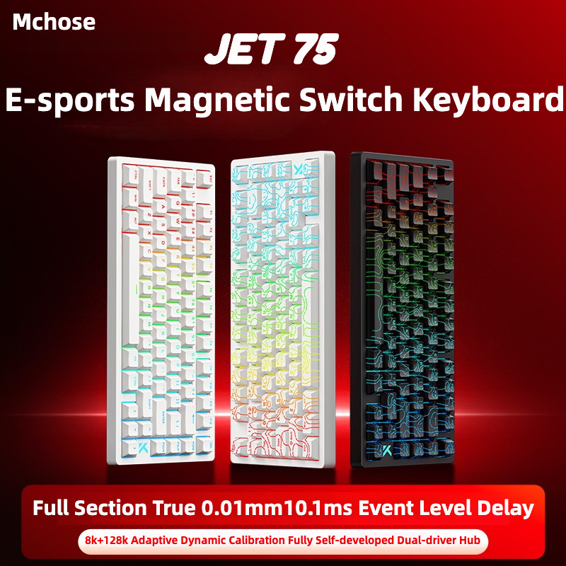 สต็อกพร้อม! 2025 ใหม่มาถึง MCHOSE Jet75 สวิทช์แม่เหล็กคีย์บอร์ดแบบมีสาย Rapid Trigger Office ...