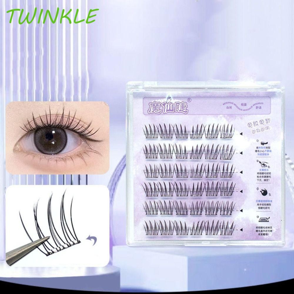 Twinkle1 กาวติดขนตาปลอม, แต่งหน้าแบบใช้ซ้ําได้ Self-กาว Lash Clusters, แฟชั่นหวานแต่ละกาวติดทน ...