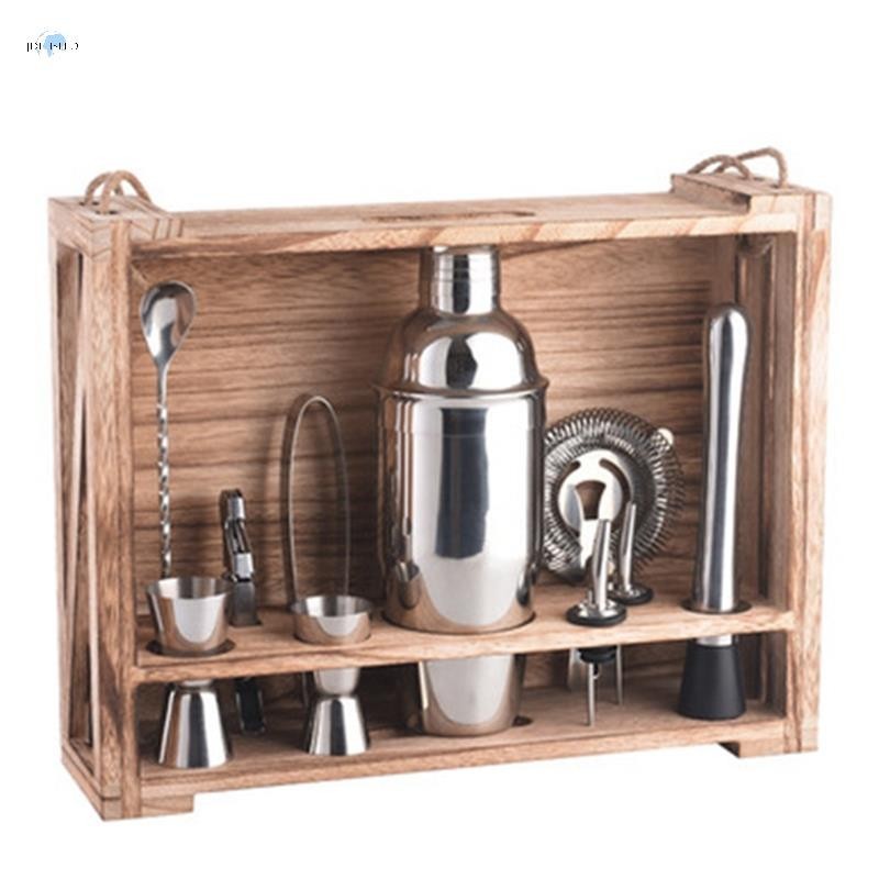 【jdfhsffd】ชุดถ้วยตวงผสมค็อกเทล พร้อมชั้นวางไม้ และช้อน 11 ชิ้น | Shopee ...