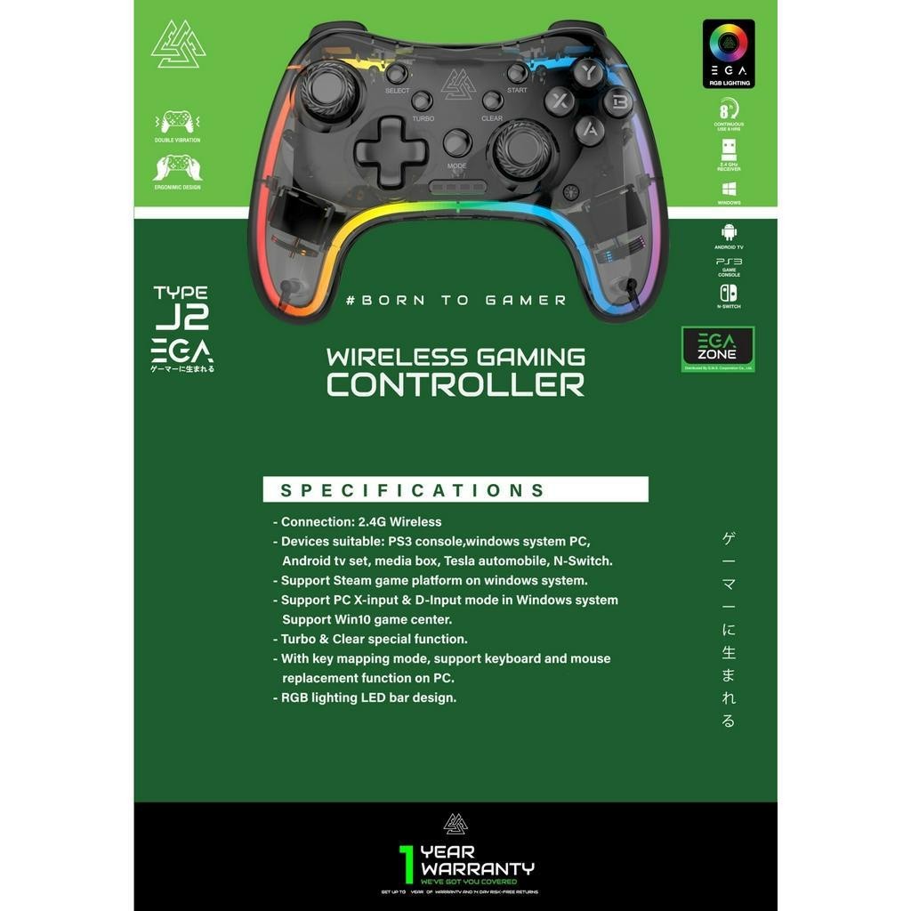 จอยเล่นเกมส์ จอย EGA Type J1 (มีสาย) , Type J2 Wireless 2.4G (ไร้สาย ...