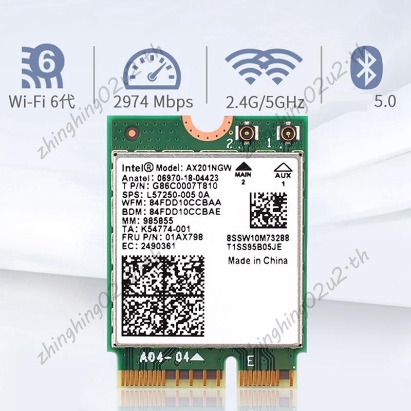 Wi-fi 6 AX201 M.2 Key E CNVio 2 การ์ด Wifi Dual Band 3000Mbps ไร้สาย ...