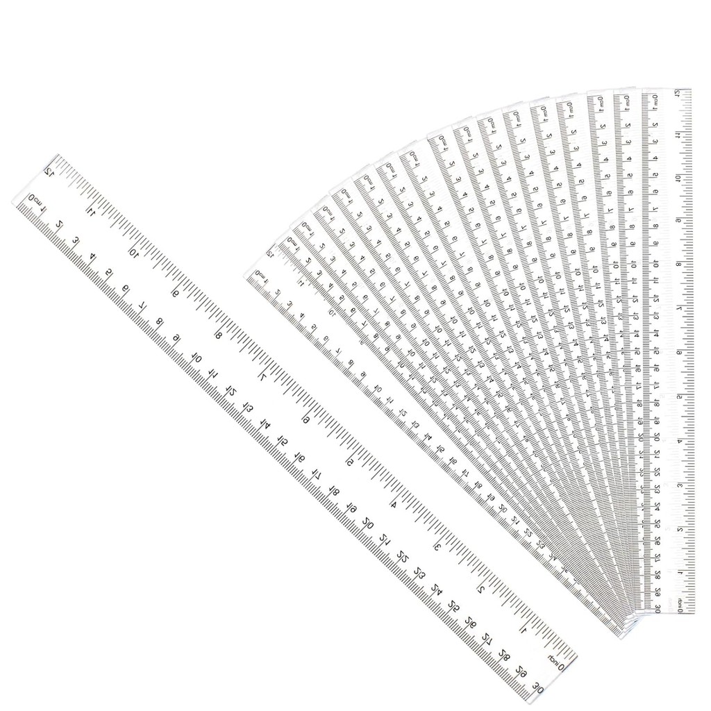 30PCS Clear Ruler Plastic Rulers 12 Inch, with Inches and Metric for ...