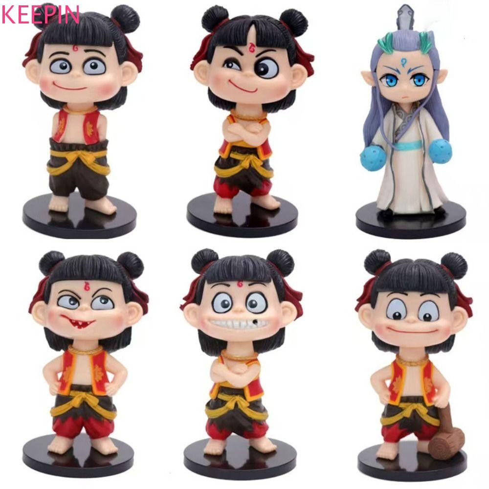 Keepin 6 ชิ้น/เซ็ต NeZha2 Action Figure, Q Versie PVC ตุ๊กตา NeZha2 ของ ...