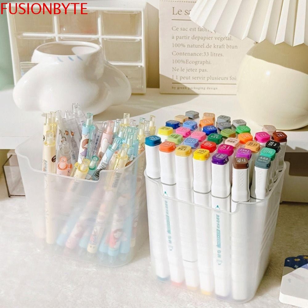 Fusionbyte ที่ใส่ปากกาตั้งโต๊ะ, กล่องเก็บดินสอโปร่งใสความจุขนาดใหญ่, มัลติฟังก์ชั่นพลาสติกเรียบ ...