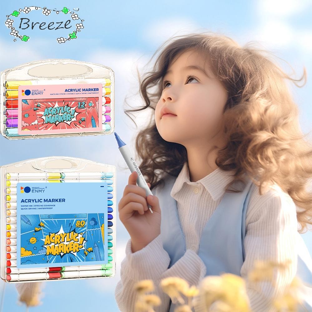 Breeze เด็กปากกาอะคริลิค, 12/24/36/48/60/80 สีเครื่องเขียน Graffiti ...