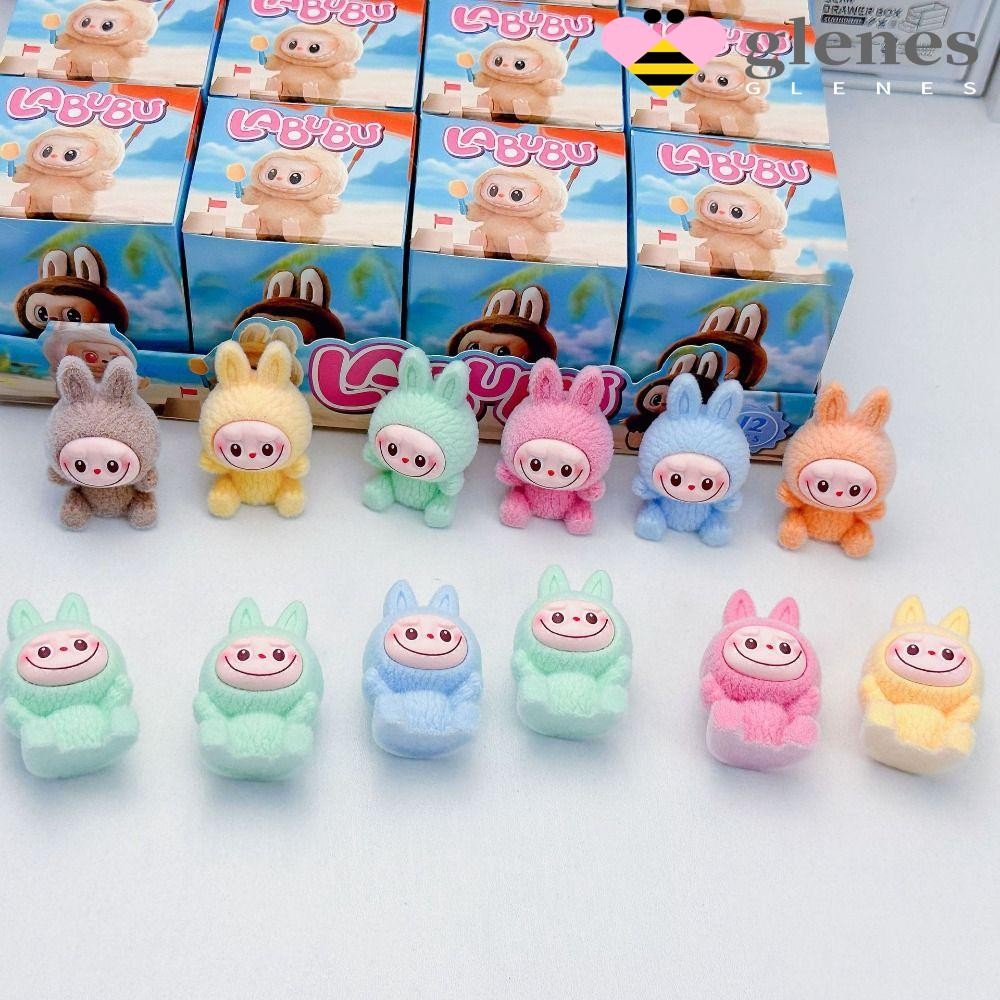 Glenes 3 ชิ้น Labubu Time Figure ของเล่น, Flocking ผ้าสุ่มประเภท Labubu ...