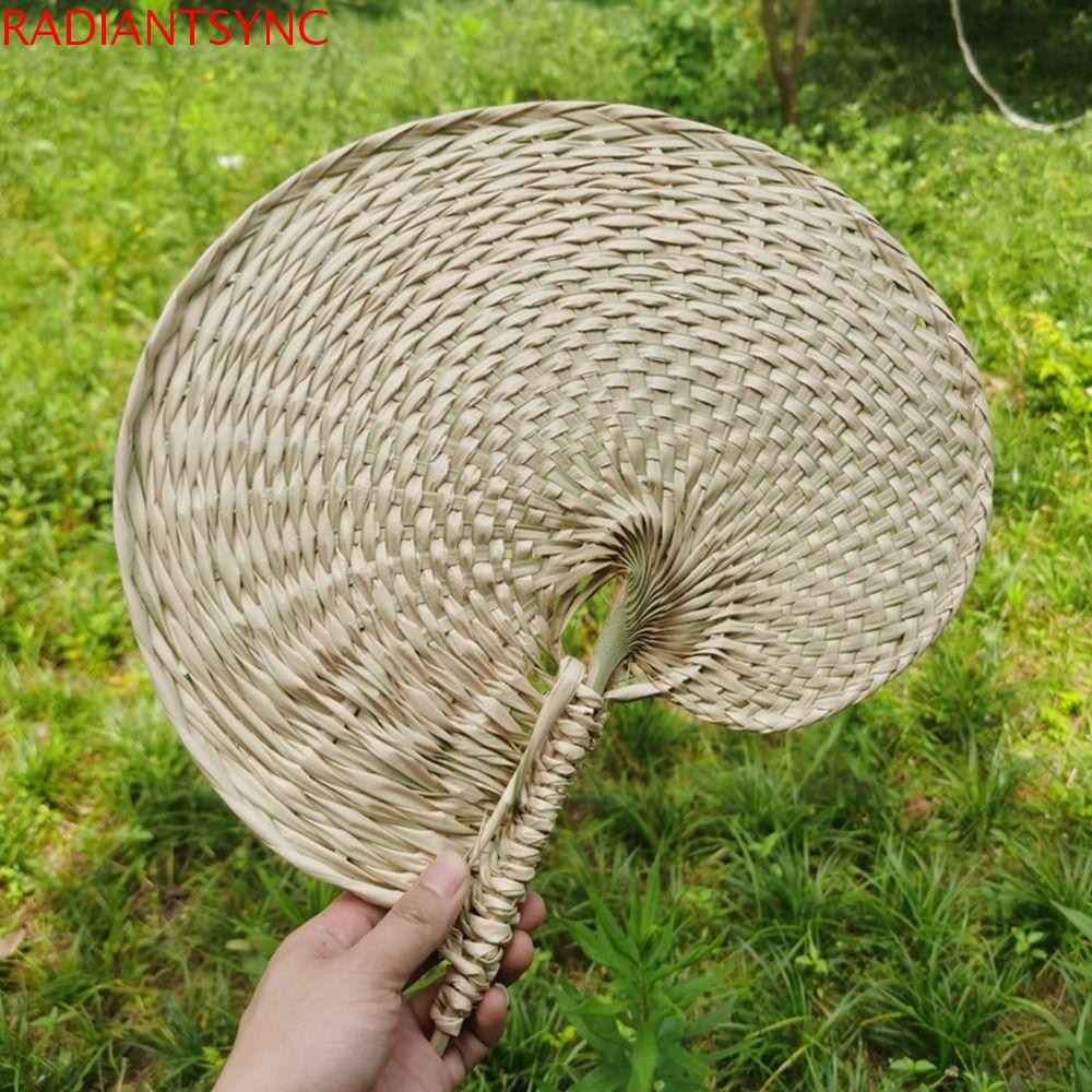 Radiantsync พัดลมปาล์มแบบพกพา Vintage Hand-ทอ Cooling Handmade พัดลมฟางน้ําหนักเบา | Shopee Thailand