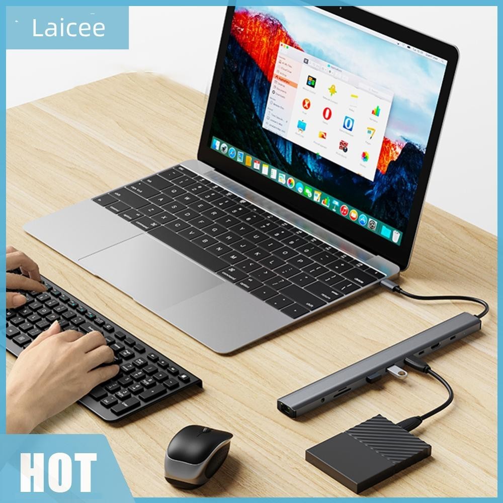[Laicee.th] 10 in 1 อะแดปเตอร์แจ็คเสียง 100W PD 3 USB 3.0 พอร์ต 3.5 มม. สําหรับแล็ปท็อป PC ...