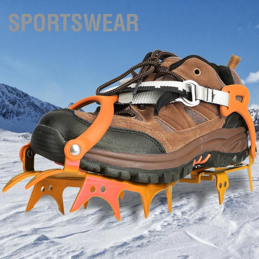 Sportswear 1 คู่ 14 ฟัน Crampons น้ำแข็ง ต่อต้าน ด้ามจับรองเท้าลื่น ...