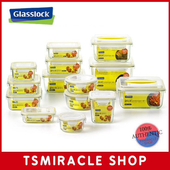 Glasslock Classic Yellow Edition Glass Airtight Storage Containers ...